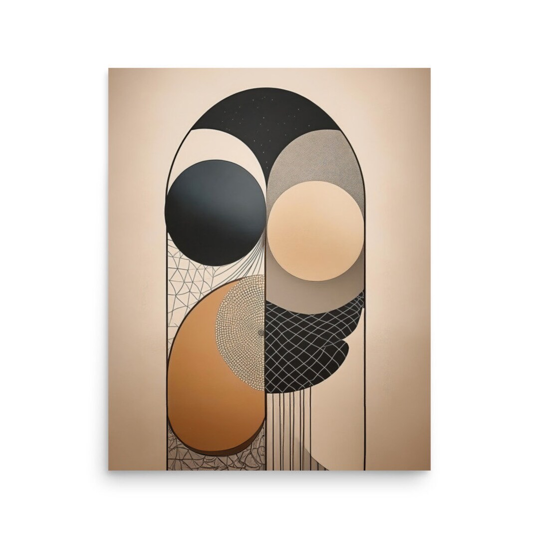 Mid Century Modern Art Poster Large Simple Geometric Shapes Boho Style ...