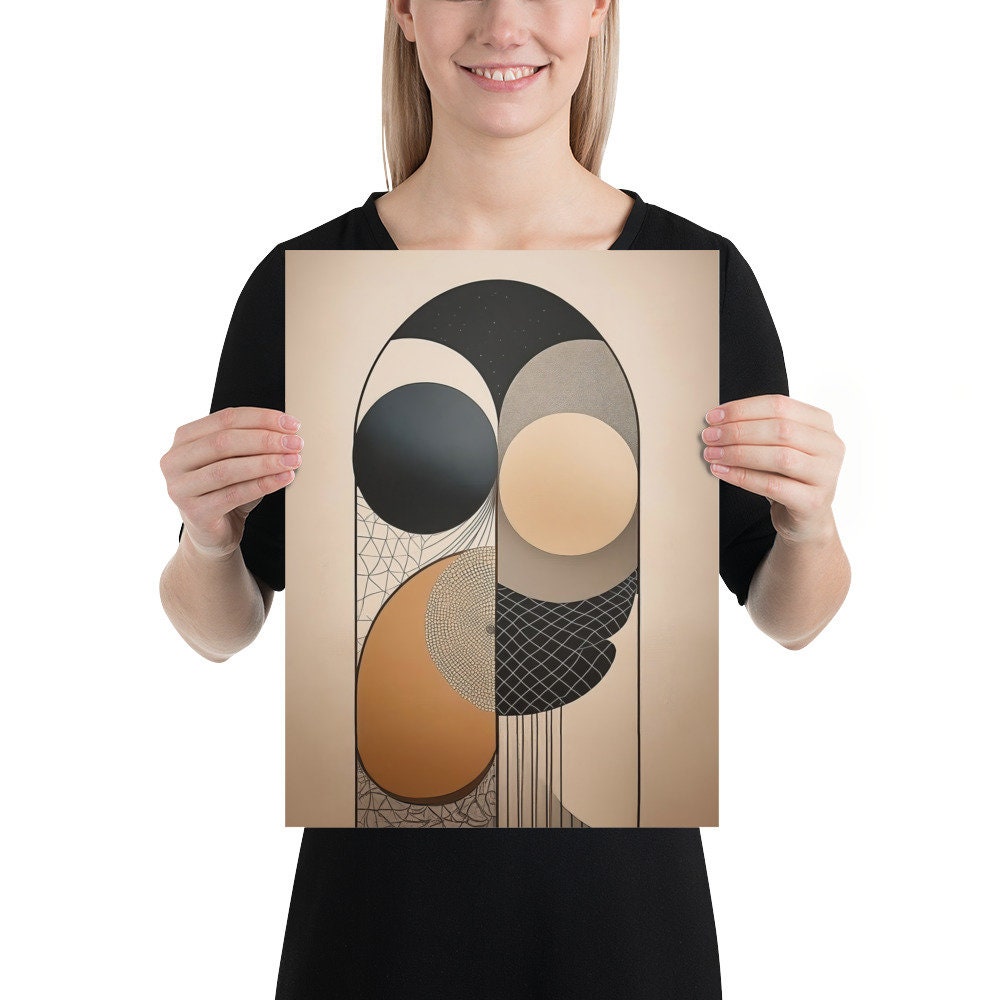 Mid Century Modern Art Poster Large Simple Geometric Shapes Boho Style ...