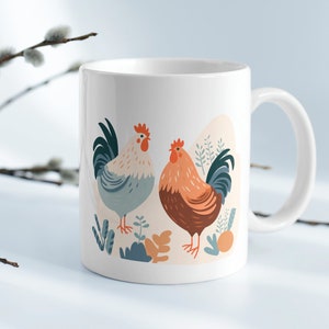 Retro Chickens Mug, Chicken Coffee Mug, Cute Chicken Gift, Chicken ...
