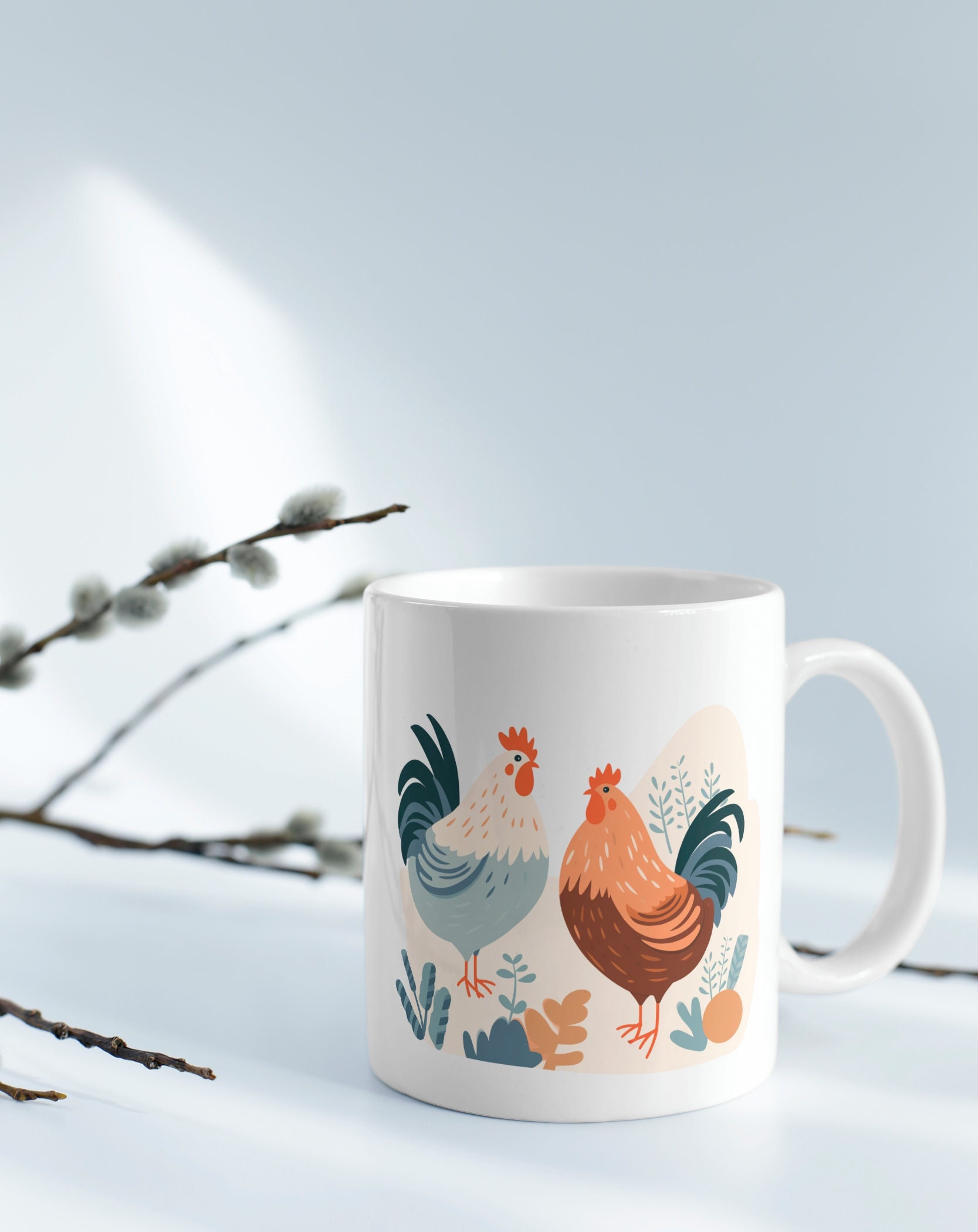 Retro Chickens Mug, Chicken Coffee Mug, Cute Chicken Gift, Chicken ...