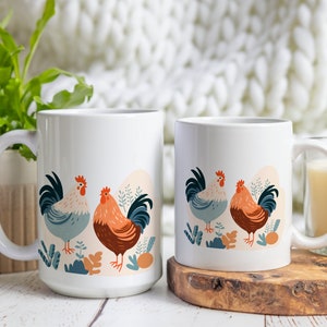 Retro Chickens Mug, Chicken Coffee Mug, Cute Chicken Gift, Chicken ...