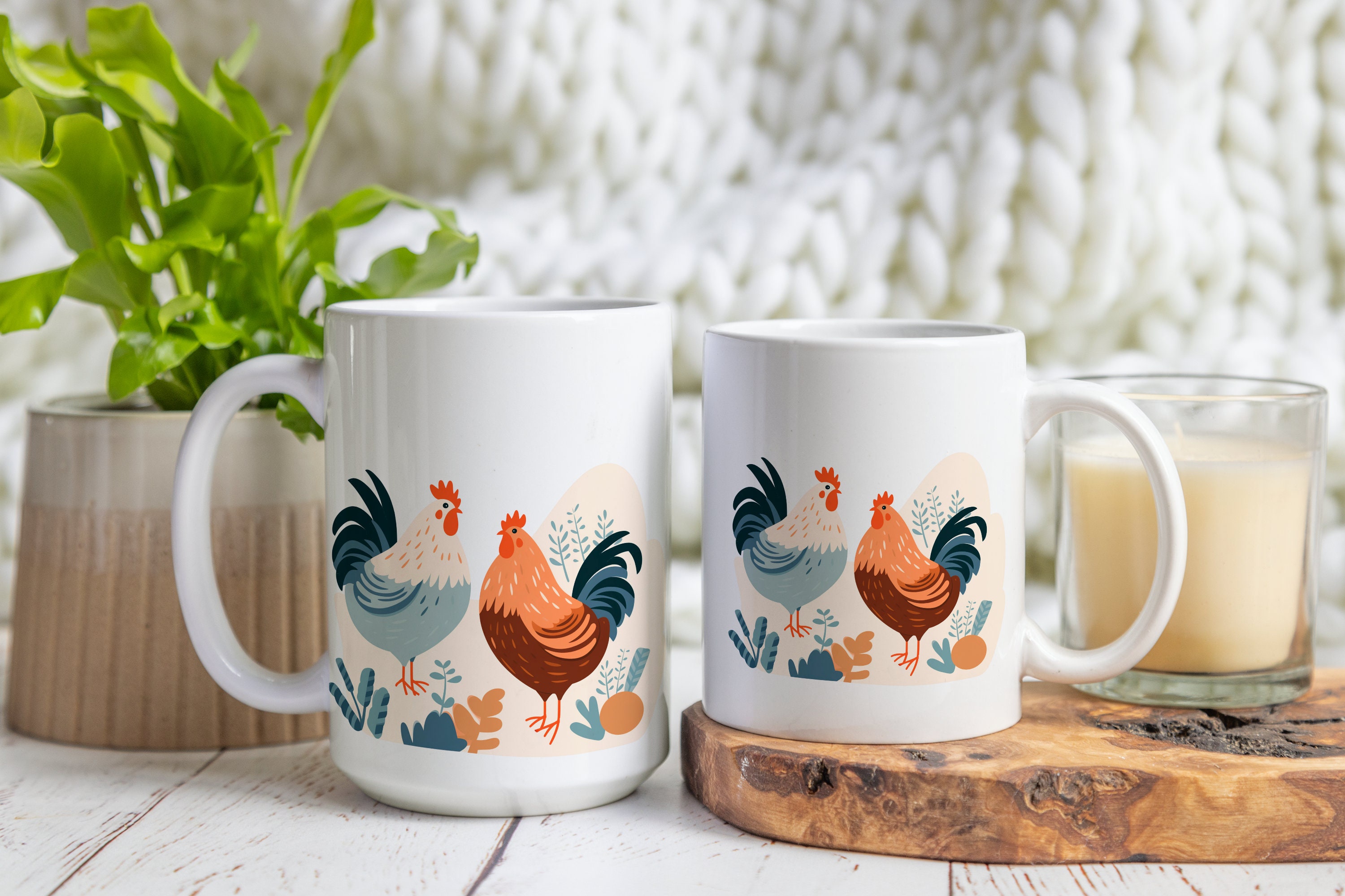 Retro Chickens Mug, Chicken Coffee Mug, Cute Chicken Gift, Chicken ...