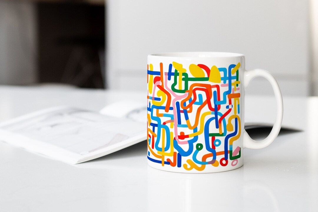 Postmodern Lines Mug, Pattern Coffee Mug, Modern Tea Cup, Jonathan ...