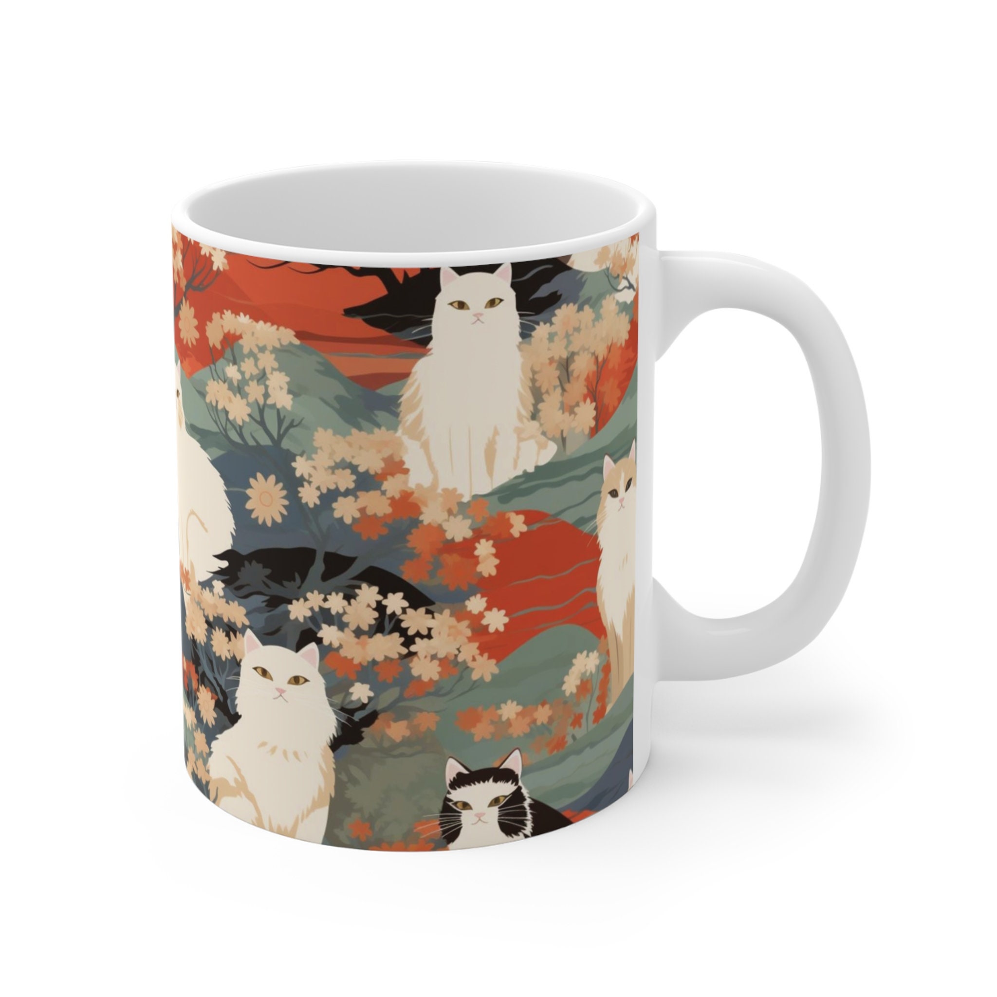 Ukiyo-e Cats Mug, Cat Mug, Cat Lover Gift, Cat Coffee Mug, Full Wrap Mug, Ukiyo-e Style, Ukiyo-e ...
