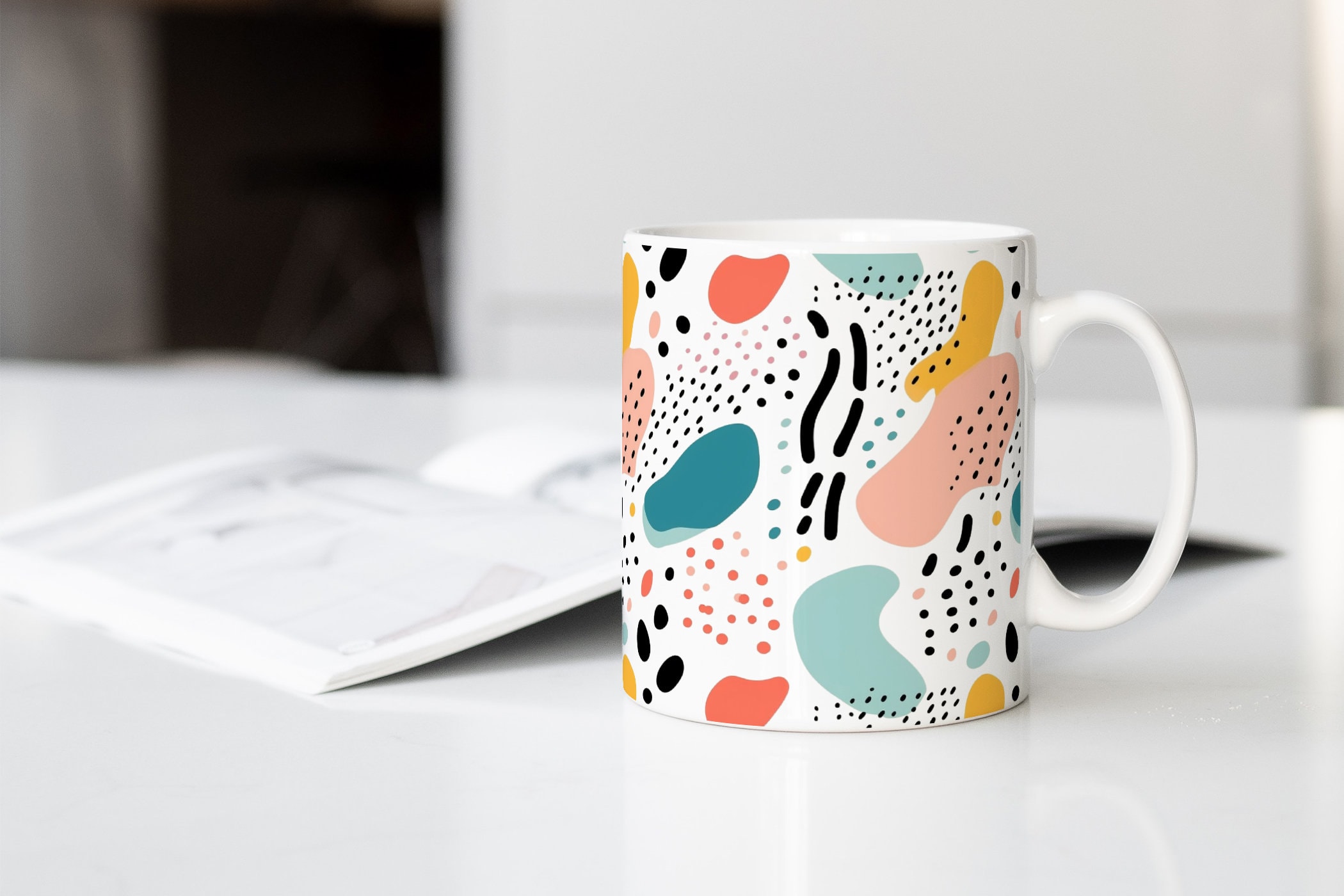 Retro Abstract Art Mug, Modern Art Mug, Abstract Art Mug, Retro Coffee ...
