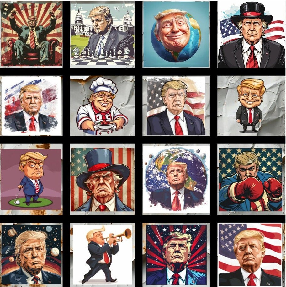 President Donald PNG Cartoon Clipart Bundle, Funny Political Designs ...
