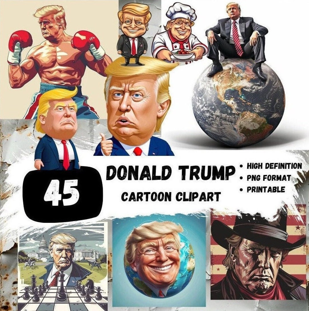 President Donald PNG Cartoon Clipart Bundle, Funny Political Designs ...