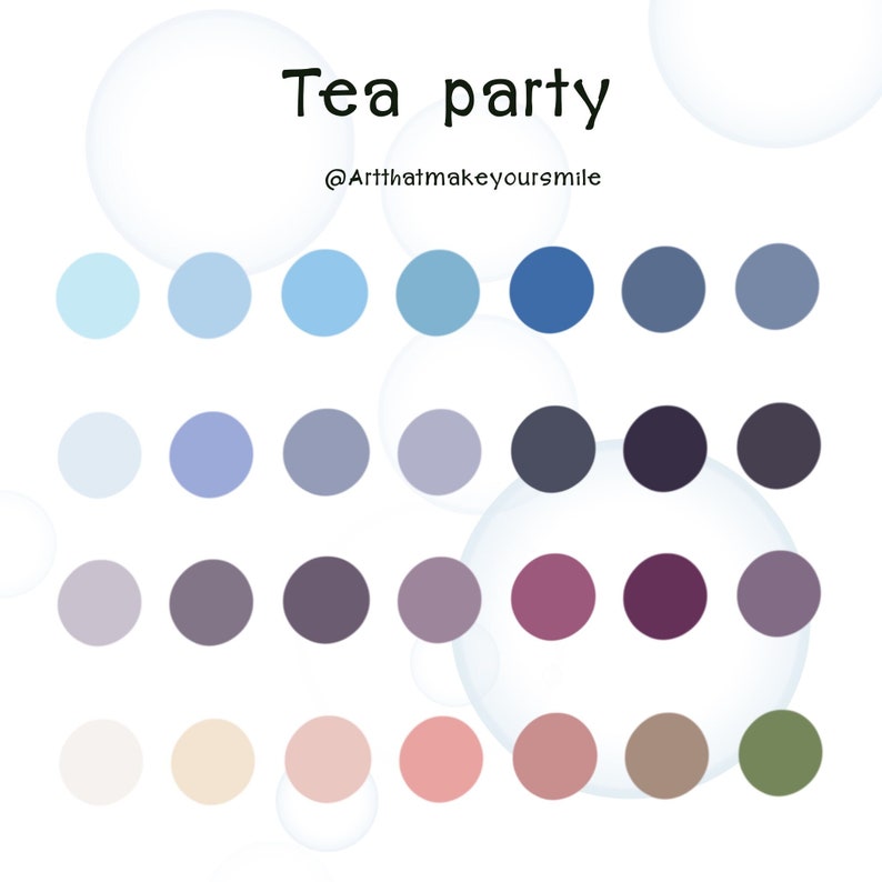 Tea Party Color Palette, Procreate Color Palette, Color Swatches ...
