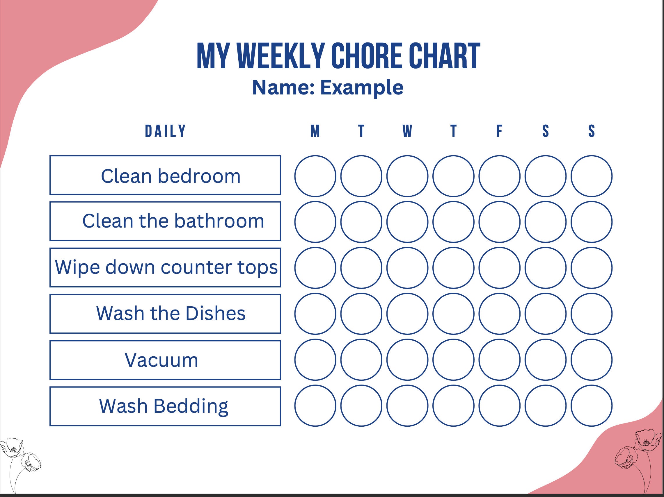 Weekly Family Chore Chart Printable Multi Page - Etsy
