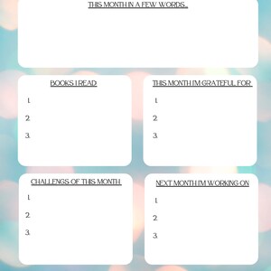 Monthly Review Template Worksheet - Etsy