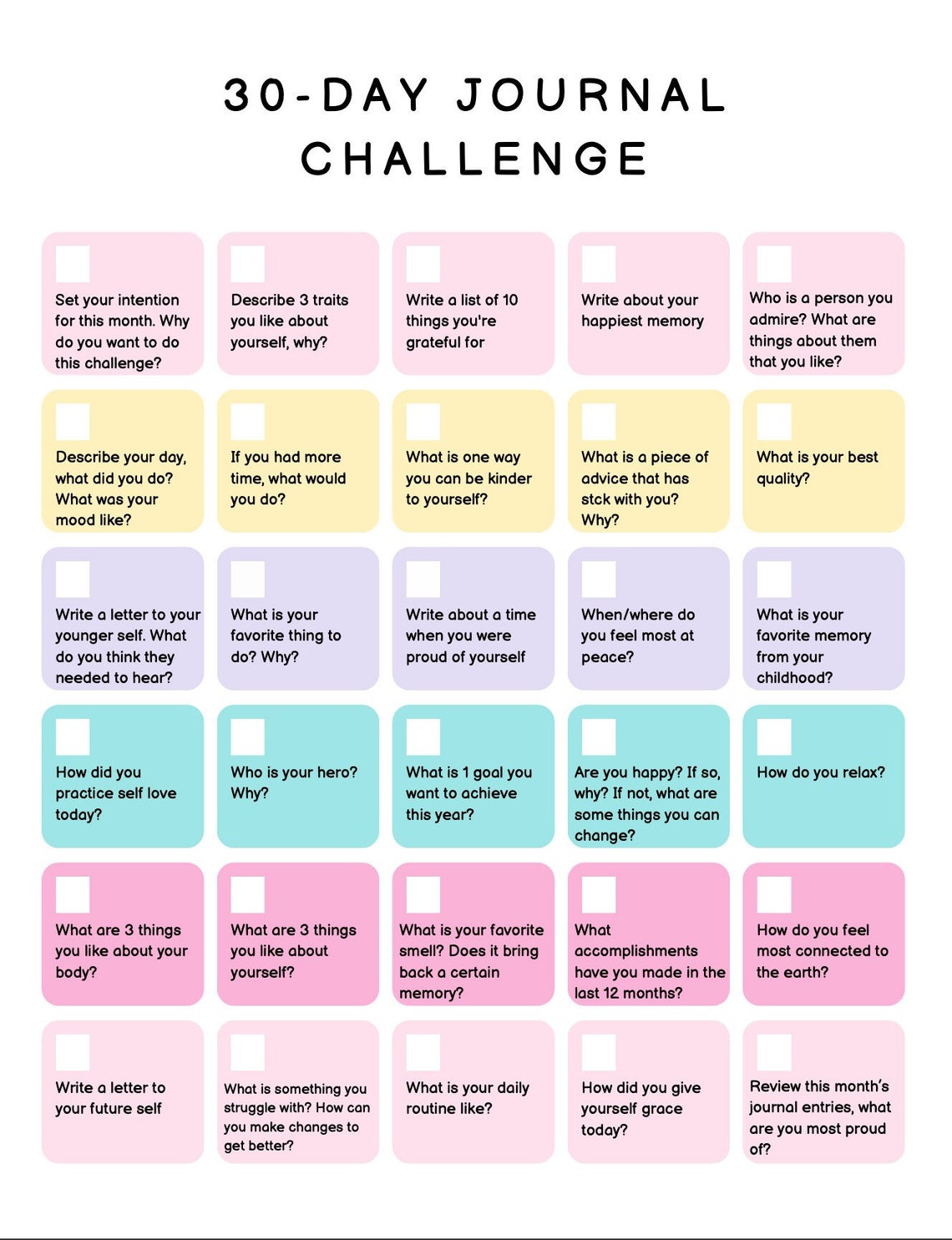 Self Care Daily Journal Prompt - Etsy