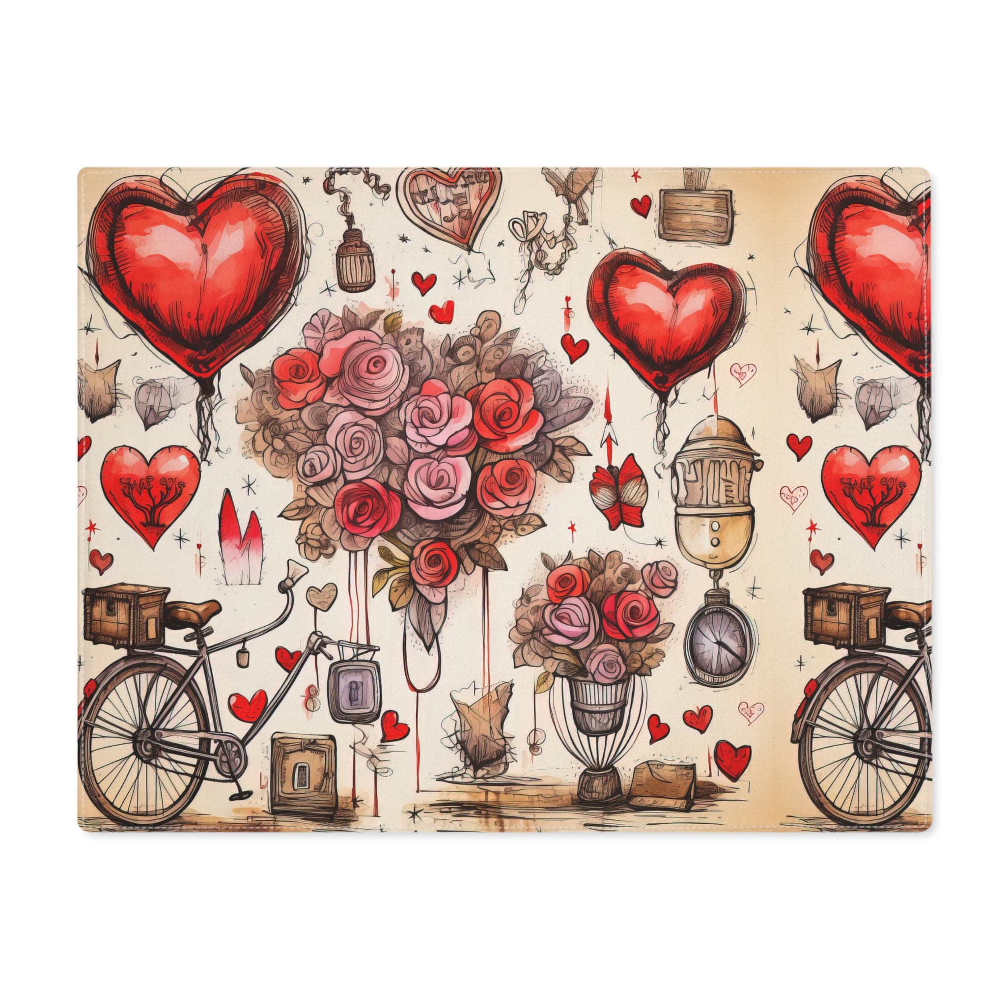 Valentines Day Placemat, Roses Placemat, Valentine Retro, Home Decor ...