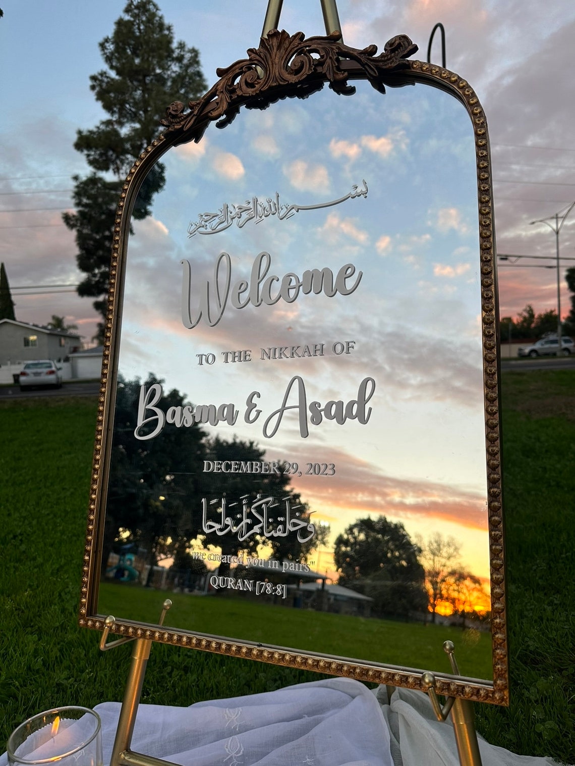 Wedding Welcome Sign Mirror - for Nikkah, Engagement, Wedding- Fully ...
