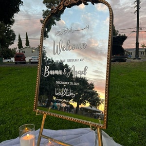 Wedding Welcome Sign Mirror - for Nikkah, Engagement, Wedding- Fully ...