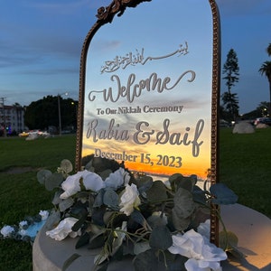 Wedding Welcome Sign Mirror - for Nikkah, Engagement, Wedding- Fully ...