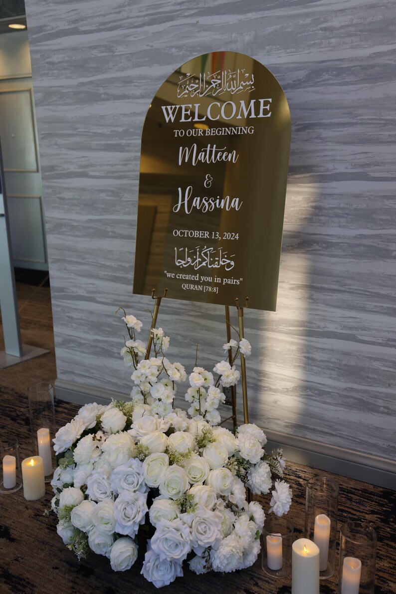 Gold Acrylic Mirror Arch Welcome Sign - Fully Customizable - Etsy