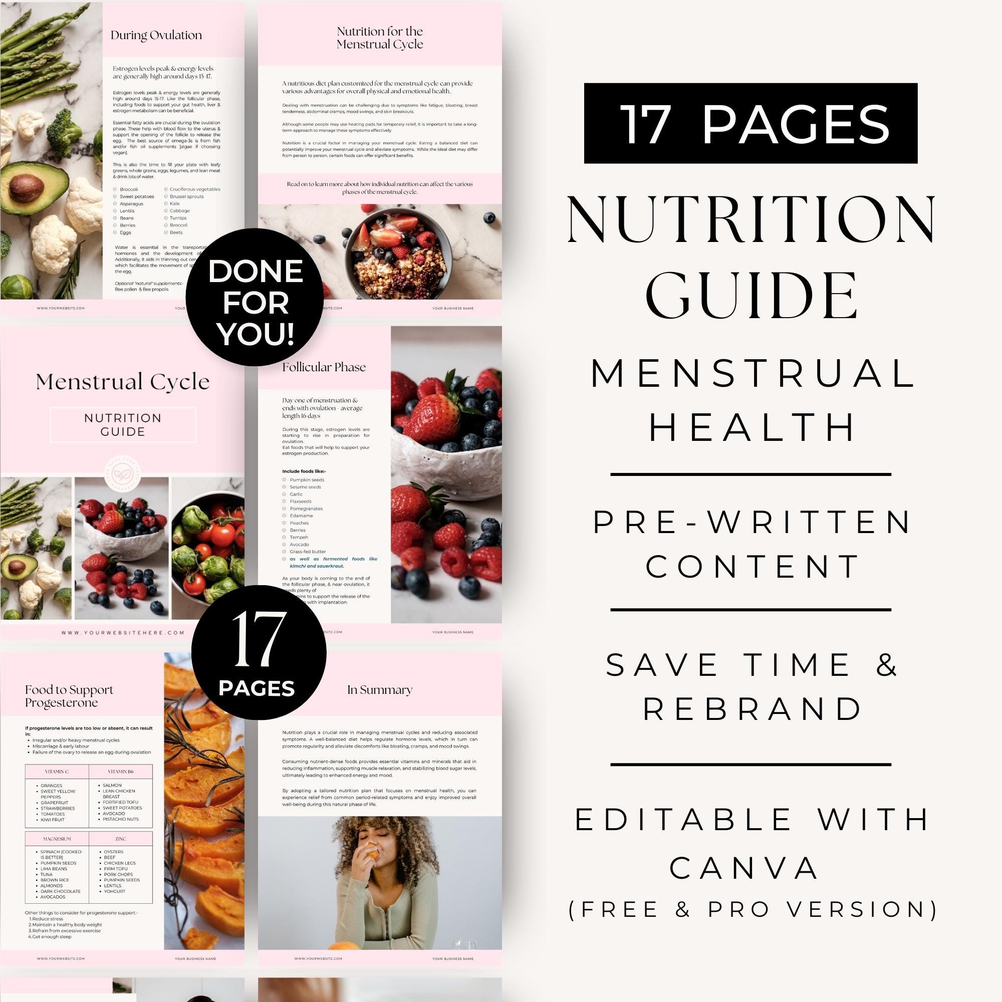 Menstrual Cycle Nutrition Guide, Health Coach Program Template ...