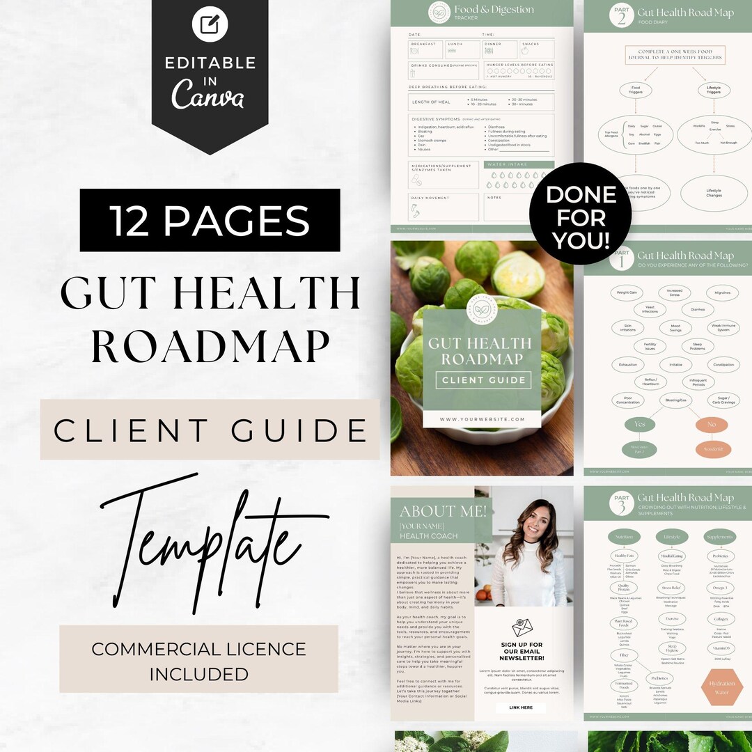 Healthy Gut Roadmap Guide for Clients, Health Coaching Program Template ...