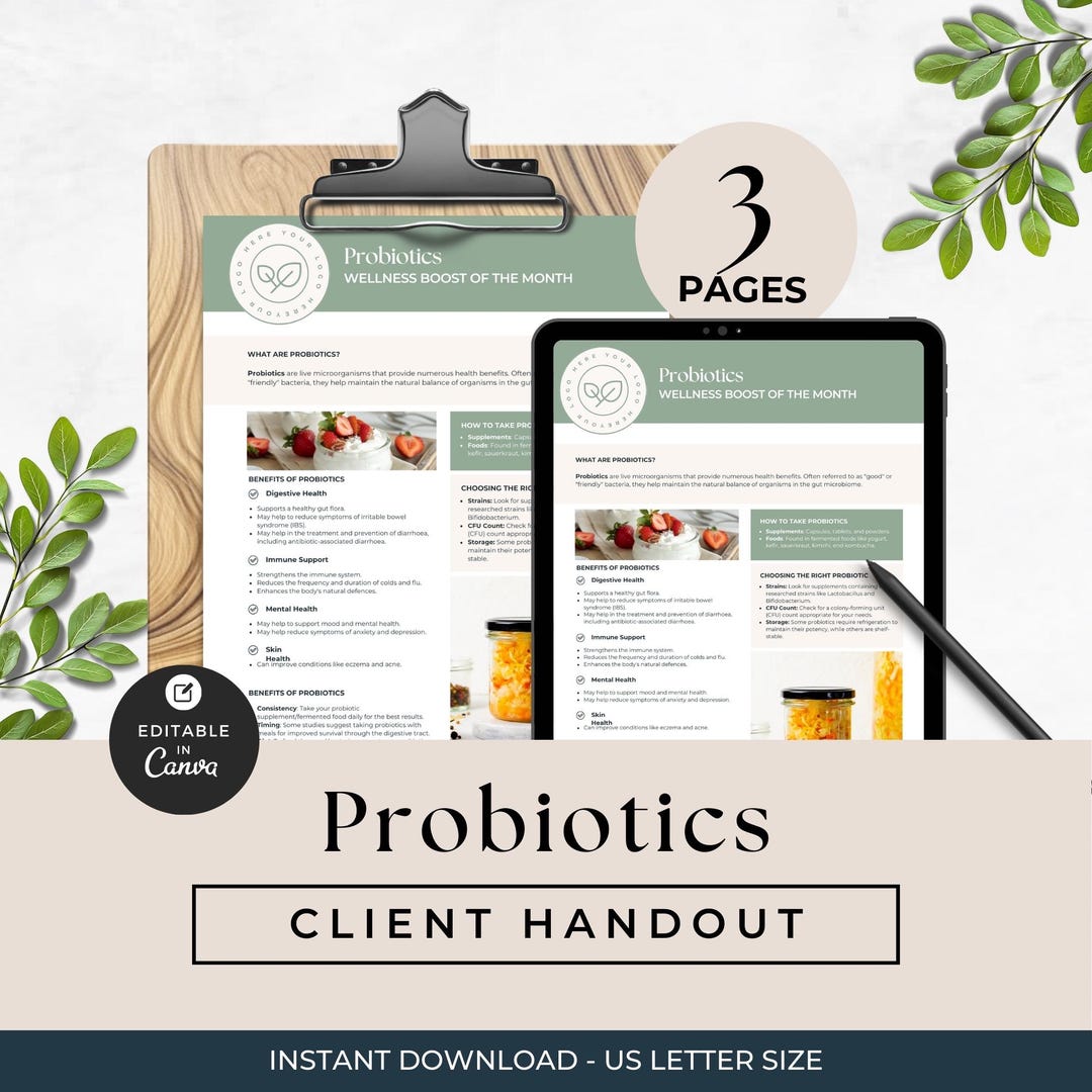 Health Coach Lead Magnet, Probiotics Overview Client Handout, Gut ...
