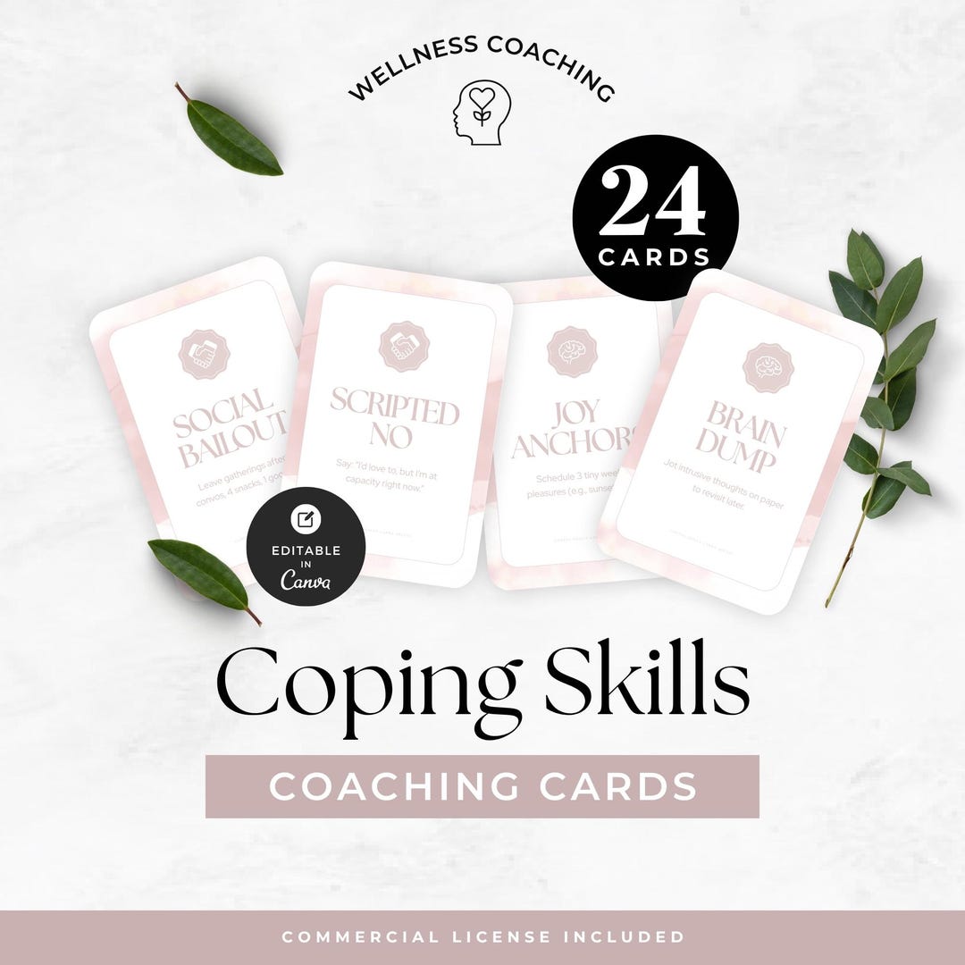 Coping Skills Cards for Adults, Mental Health Therapy Tools, Wellness ...