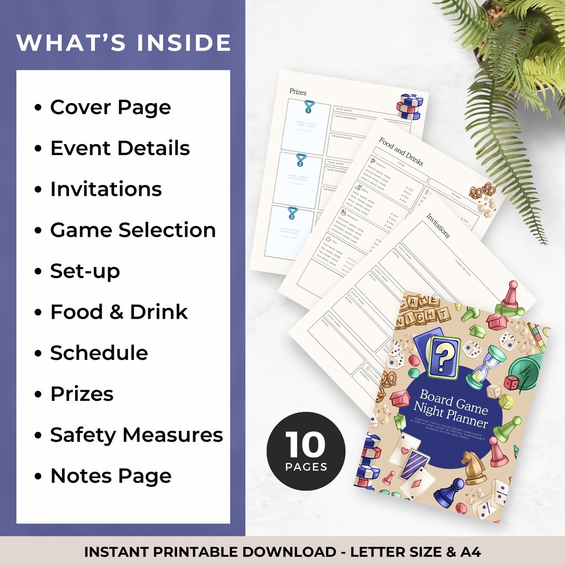 Board Game Night Planner Printable, Event Planner, Family Game Night ...