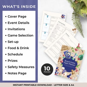 Board Game Night Planner Printable, Event Planner, Family Game Night ...