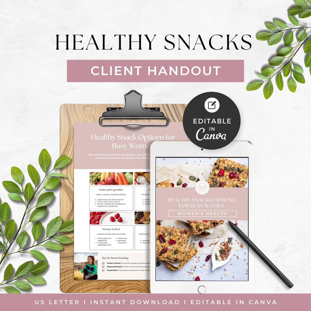 Health Coach Lead Magnet, Healthy Snacks Client Handout, Dietitian ...