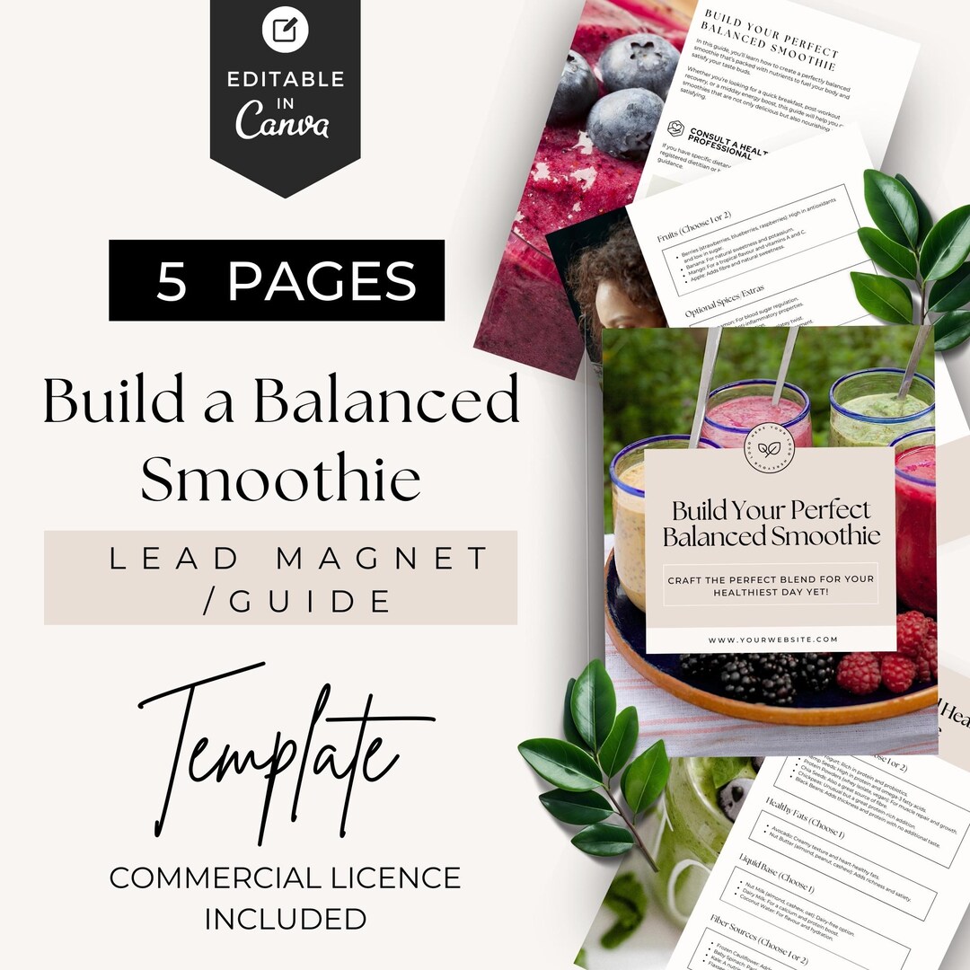 Editable Canva Smoothie Recipes, Health Coach Resource, Editable Recipe ...