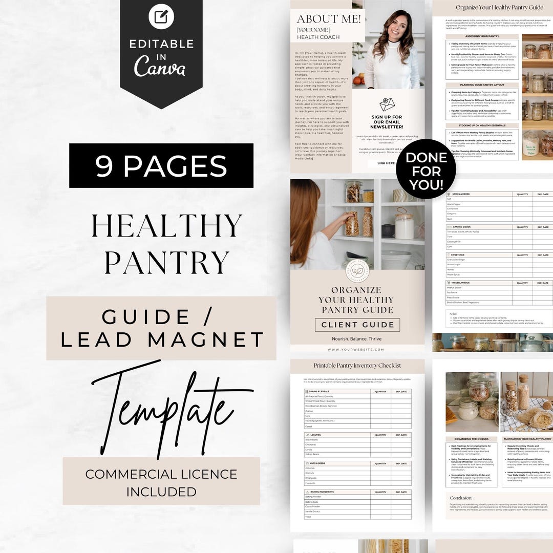 Health Coach Lead Magnet, Healthy Pantry Client Guide, Nutrition ...