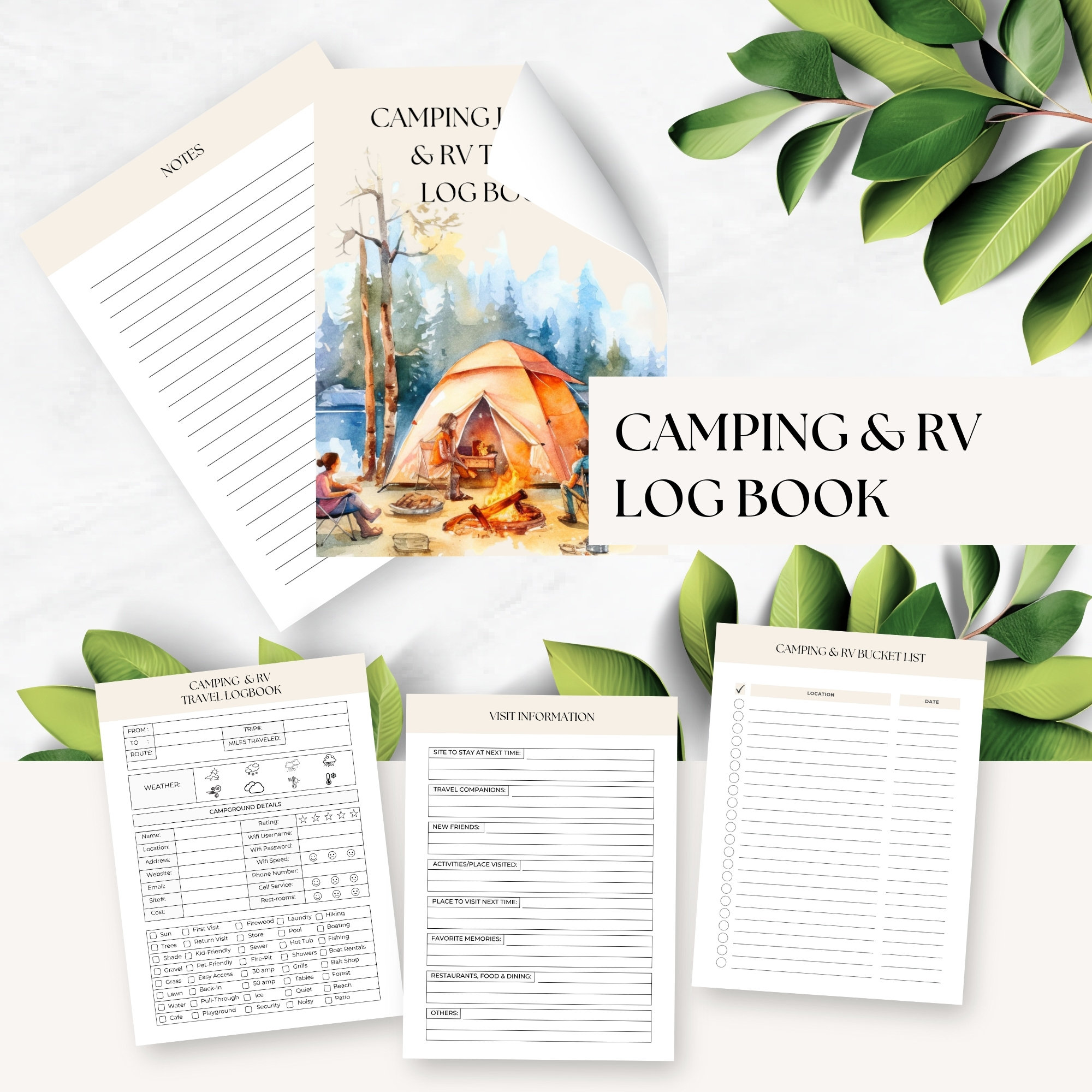 RV Camping Log, Campsite Log, RV Travel Planner, Adventure Journal ...