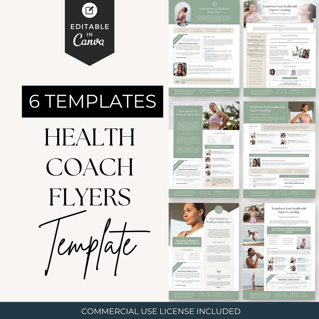 Health Coach Flyer, Editable Wellness Coach Template, Wellness Business ...