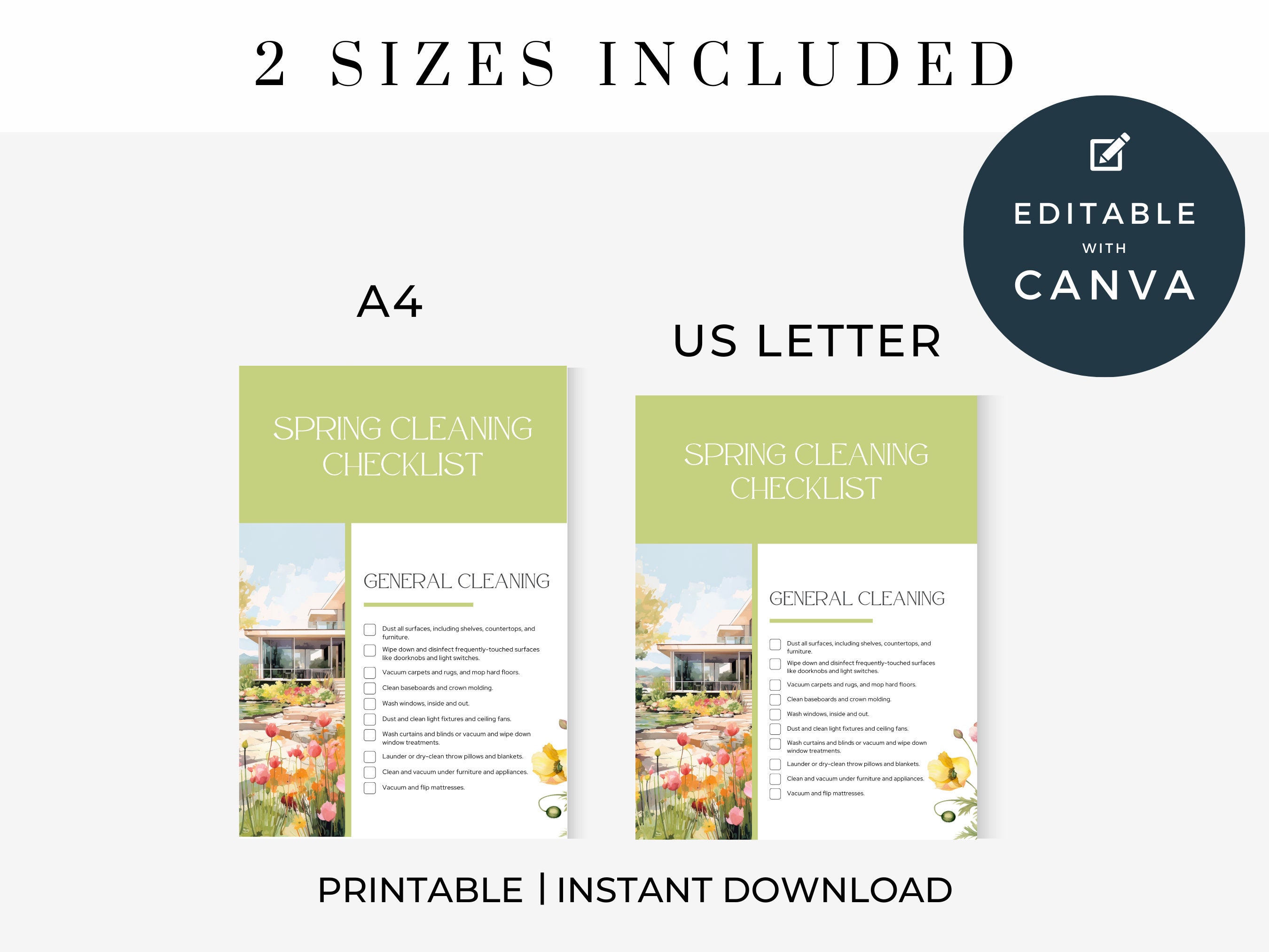 Spring Cleaning Checklist Template, Home Decor, Deep Cleaning House ...