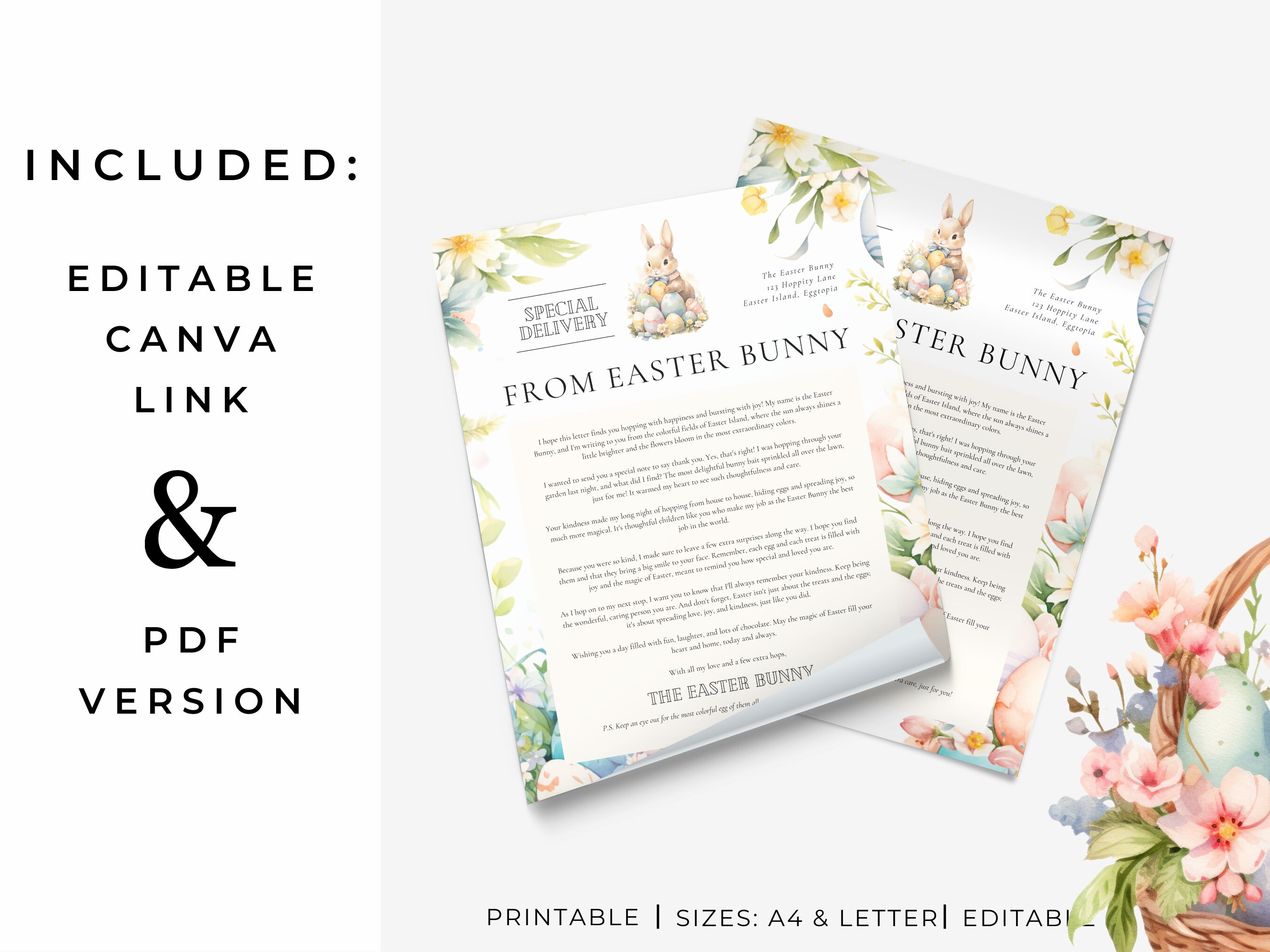 Easter Bunny Letter Printable, Letter From the Easter Bunny, Editable ...