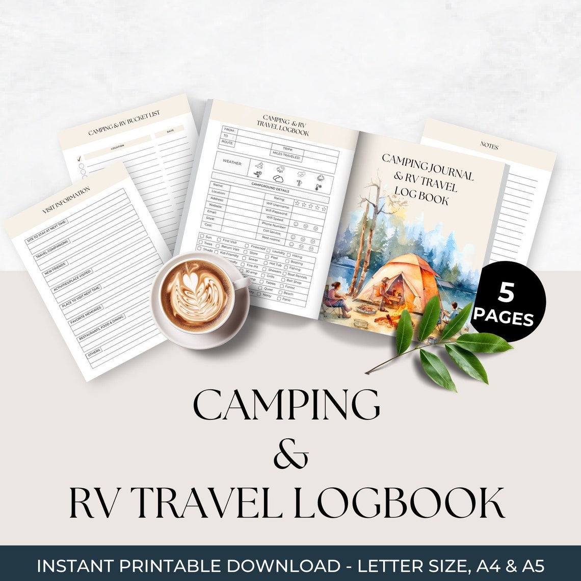 RV Camping Log, Campsite Log, RV Travel Planner, Adventure Journal ...