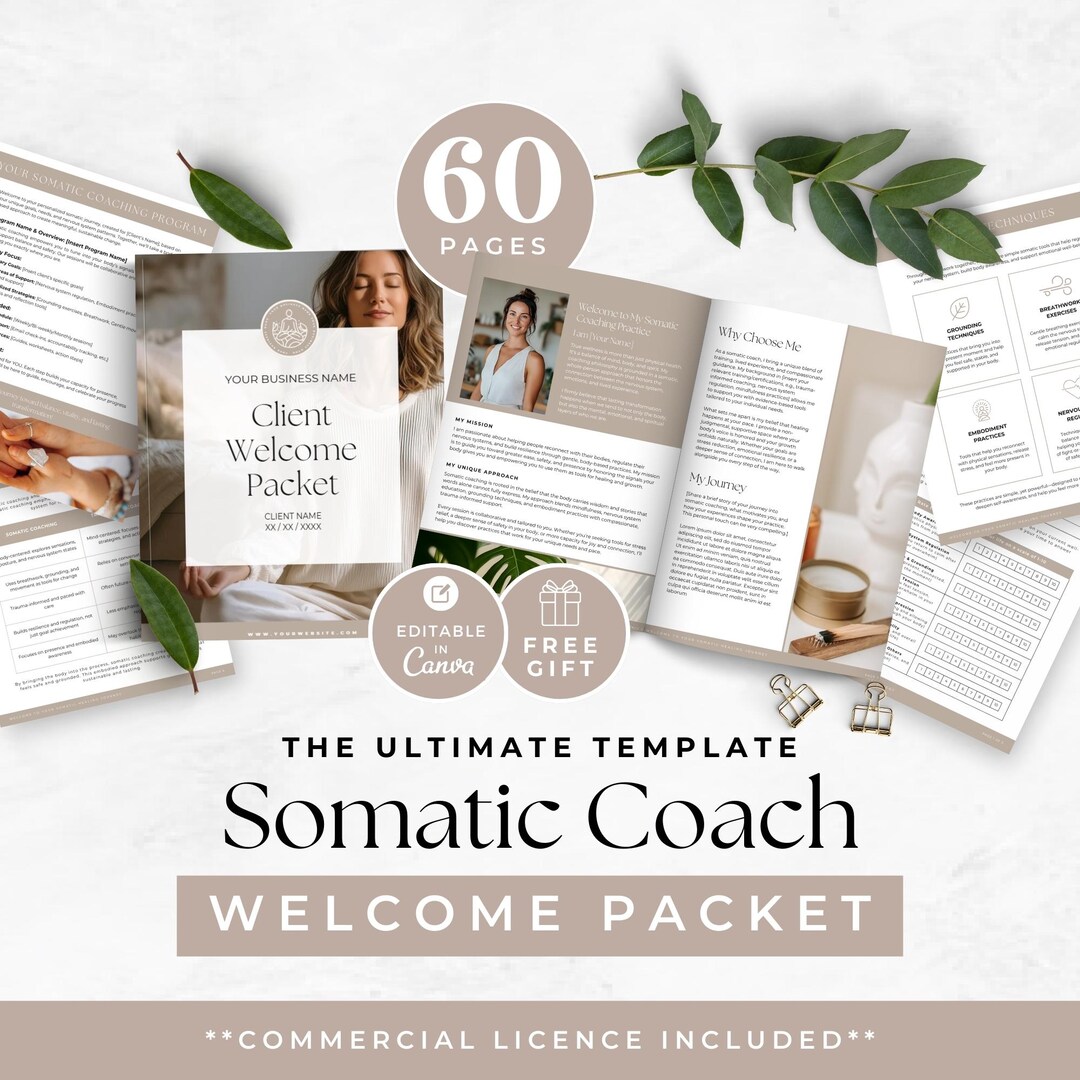 Somatic Coach Welcome Packet, Editable Client Onboarding Template ...