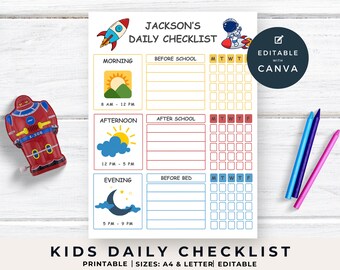 Witchy Kids Daily School Checklist Printable Chore Chart for Kids, Kids ...