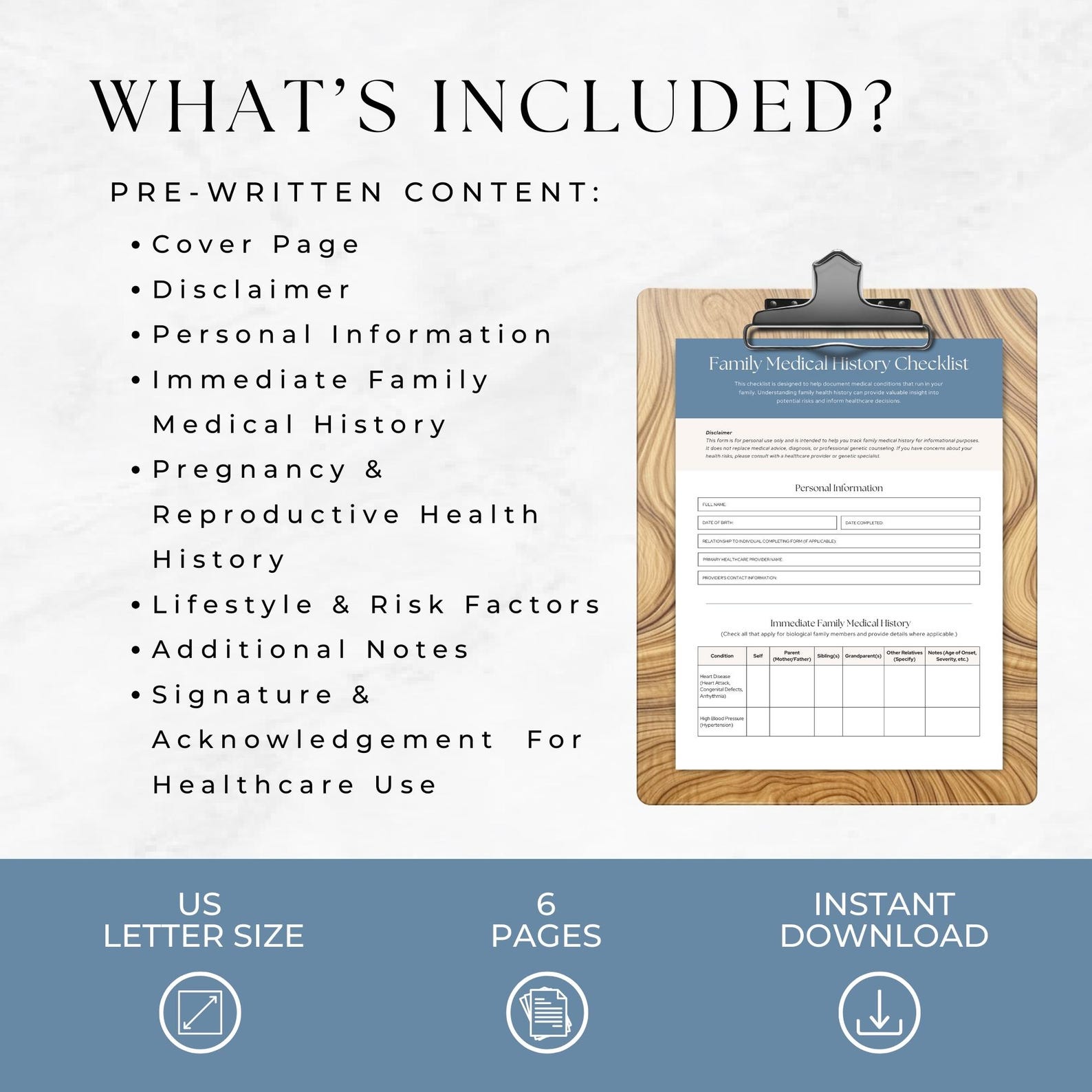 Family Medical History Checklist, Health Tracker Template, Medical ...