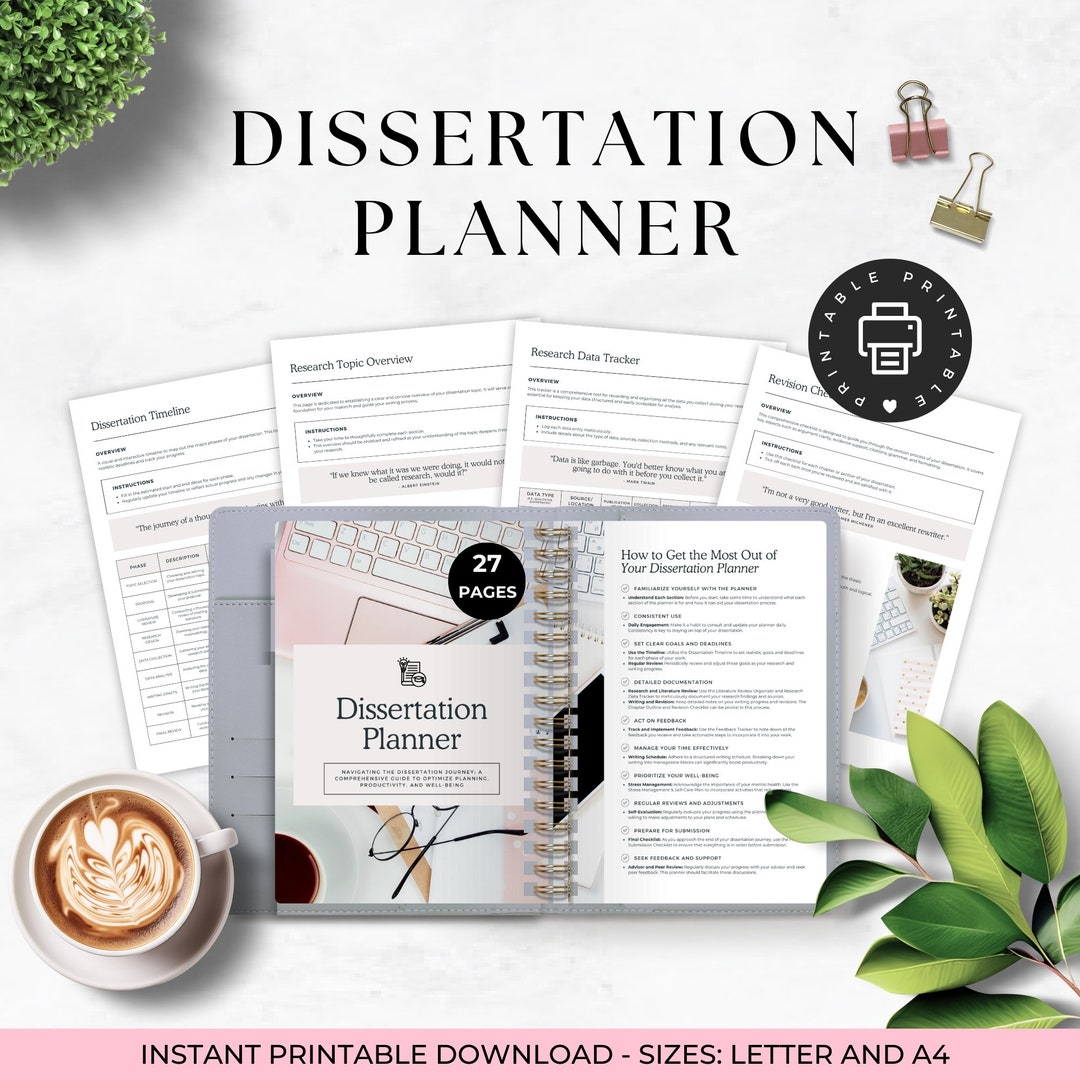 Dissertation Planner Printable, Thesis Planner, Undergraduate Degree ...