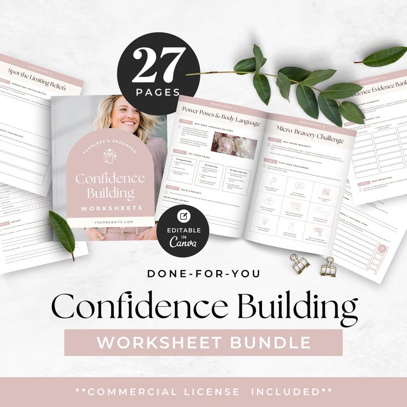 Confidence Building Worksheets Template, Life Coach Lead Magnet ...