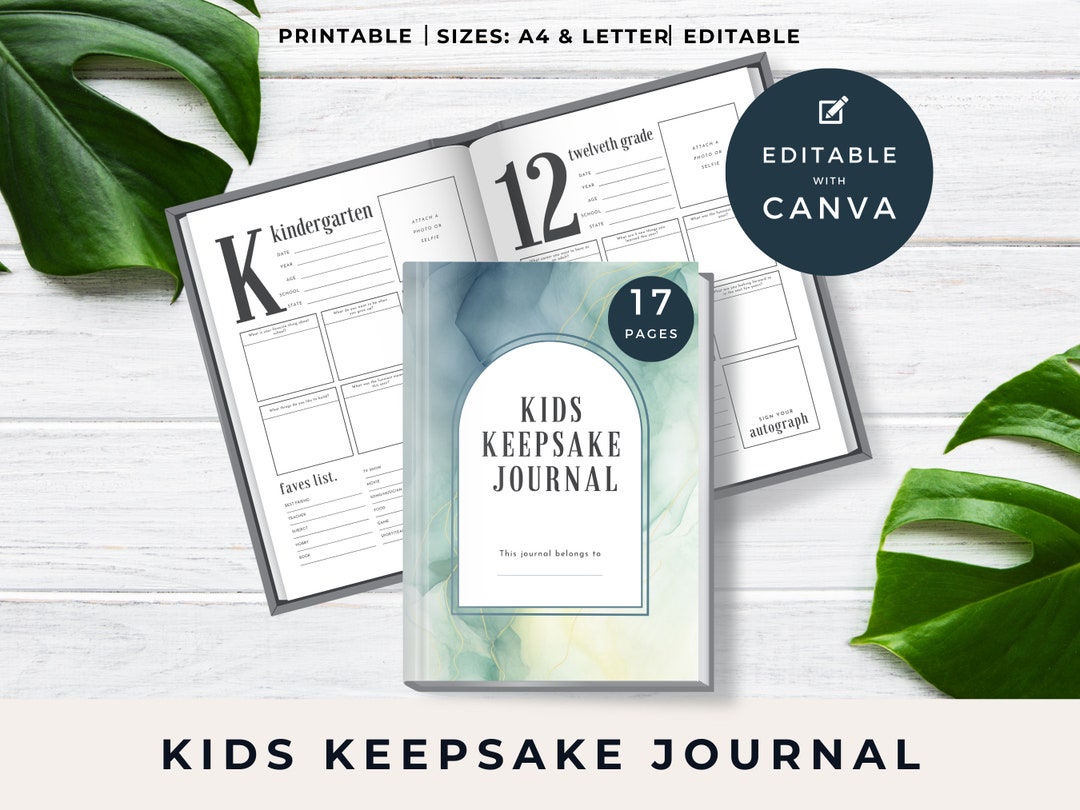 Kids Keepsake Journal Editable, School Memory Book Printable, Memory ...