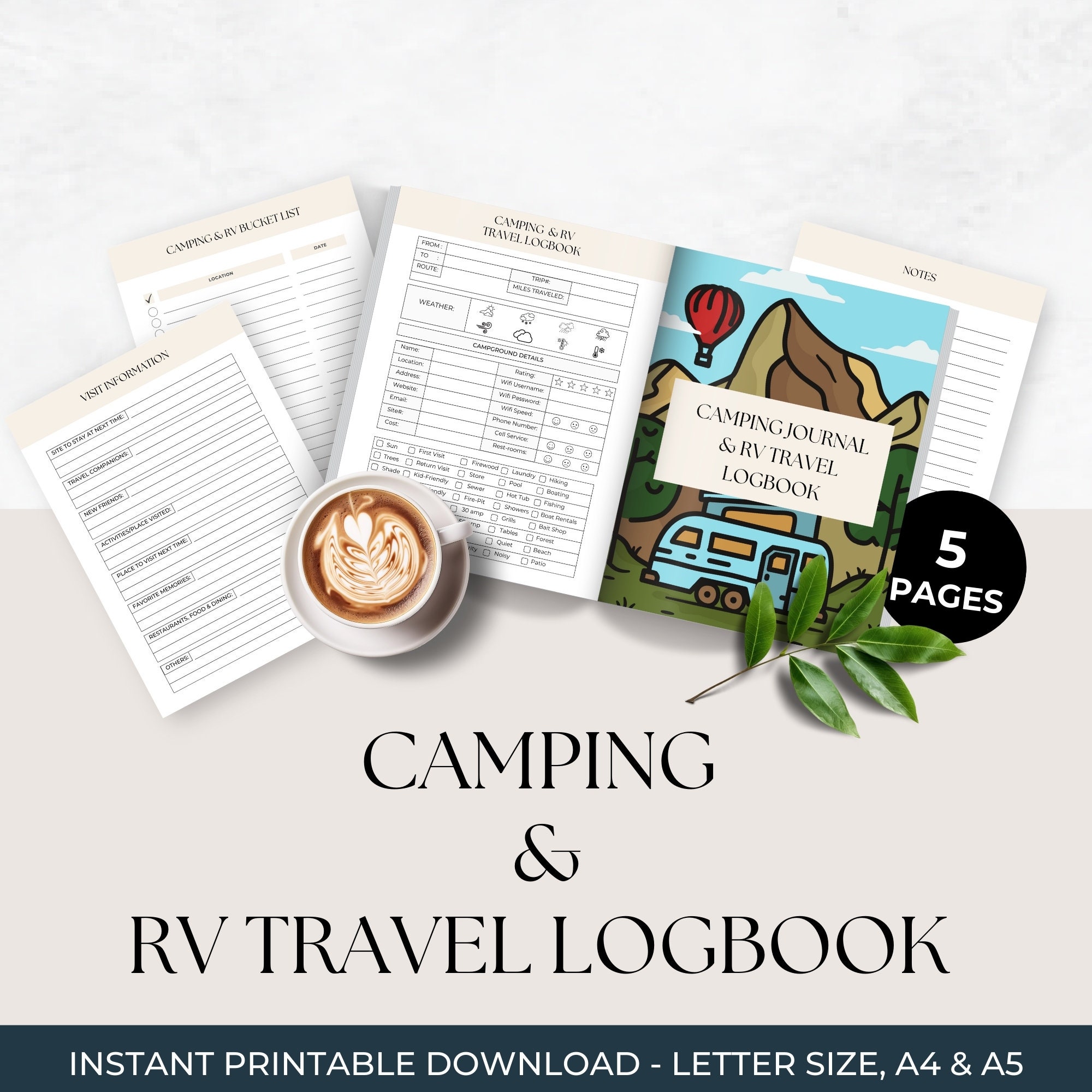 RV Camping Log, Campsite Log, RV Travel Planner, Adventure Journal ...