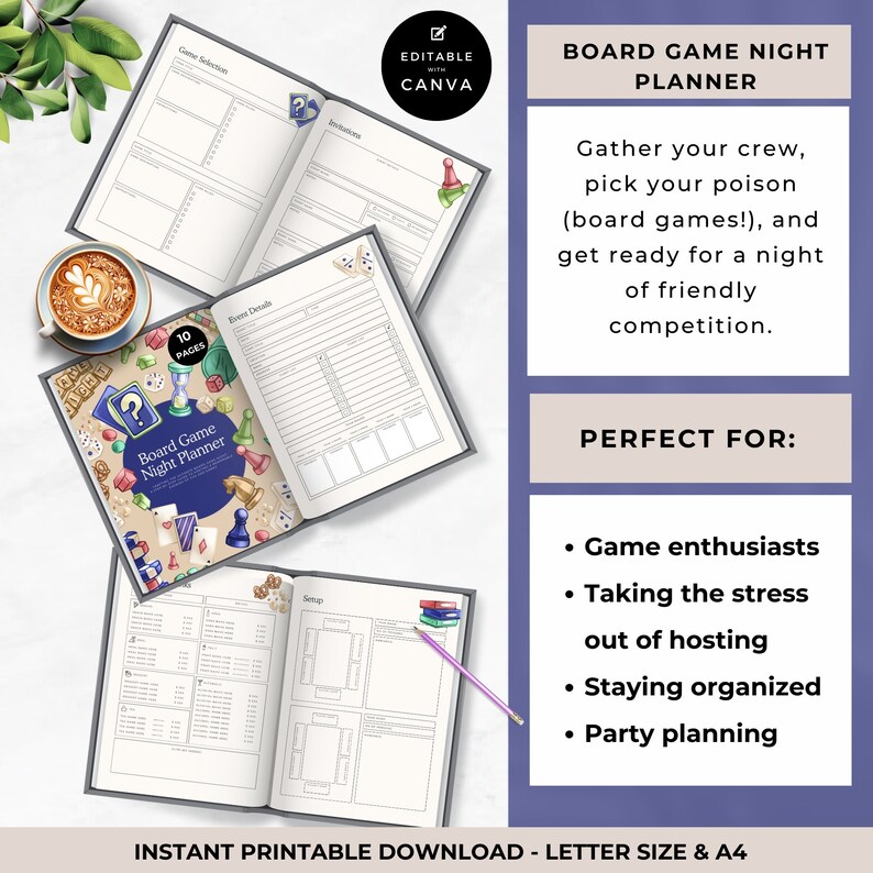 Board Game Night Planner Printable, Event Planner, Family Game Night ...