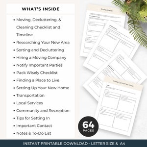 Moving Checklist and Planner Printable, Relocation Guide, New Home ...