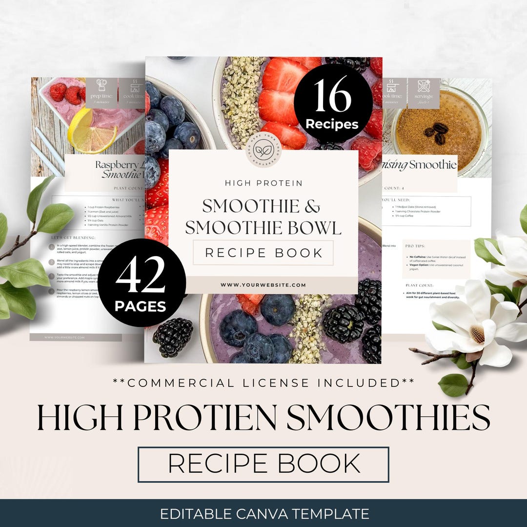Editable Canva Smoothie Recipes, Health Coach Resource, Editable Recipe ...