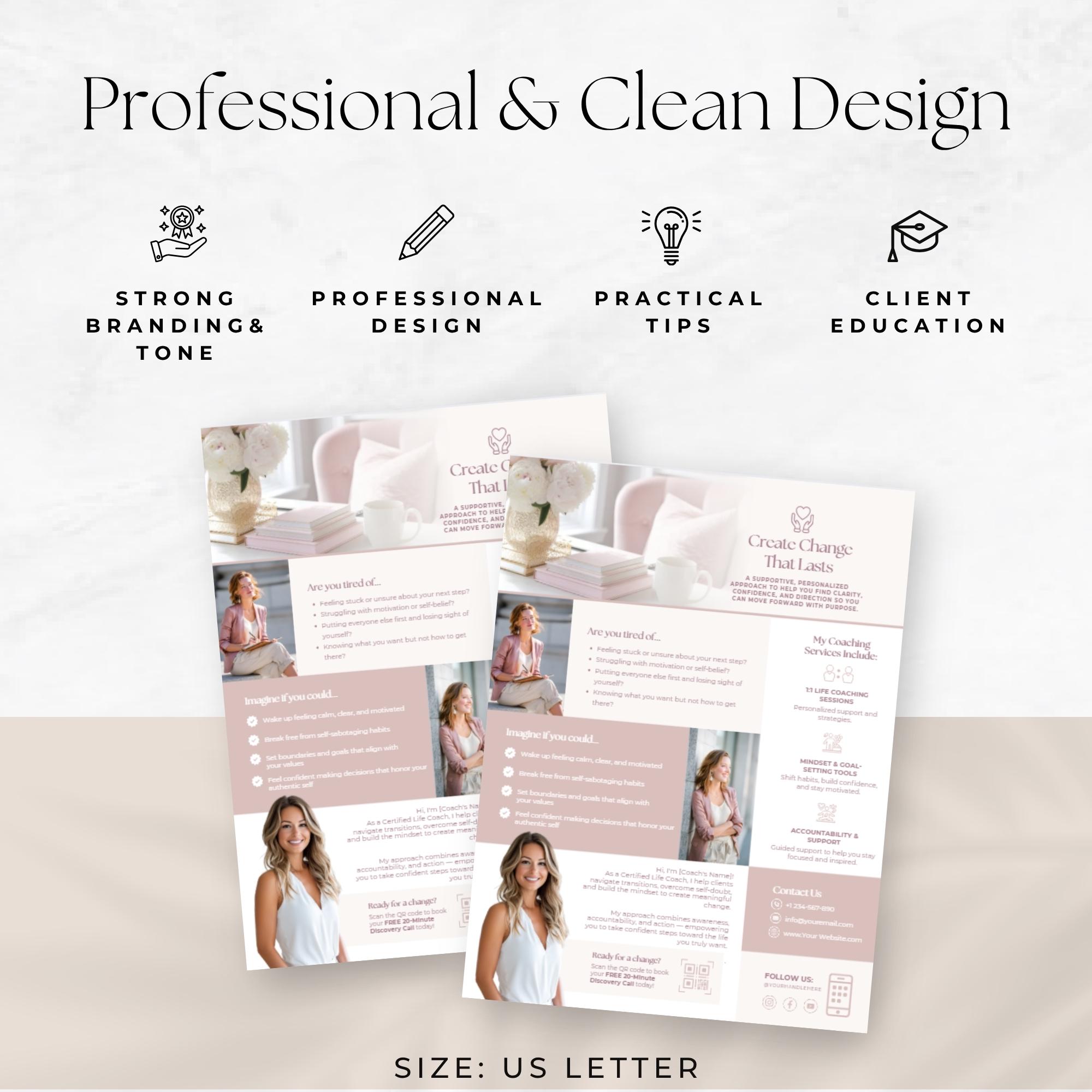 Life Coach Flyer Editable Template, Coaching Services Business ...
