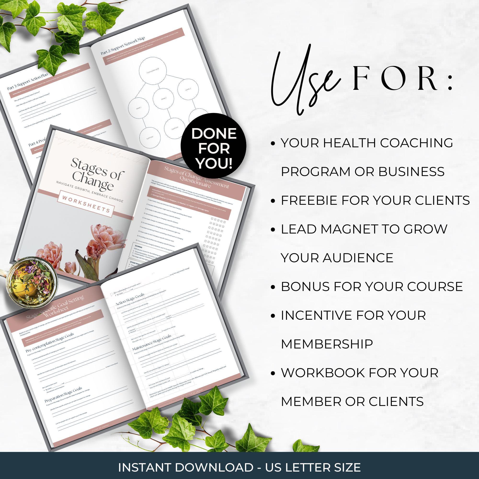 Stages of Change Worksheets, Behavioral Change Workbook, Life Coach ...