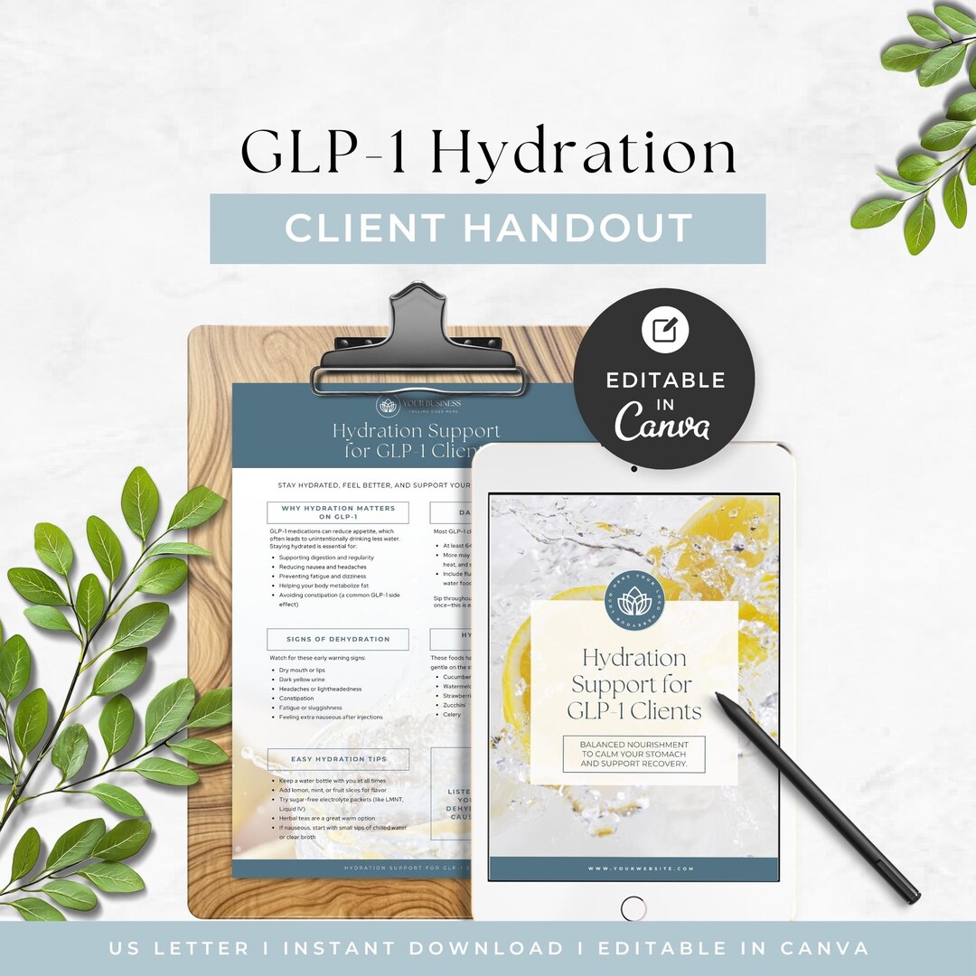 GLP1 Hydration Client Handout, Health Coach Tool, Medical Weight Loss ...