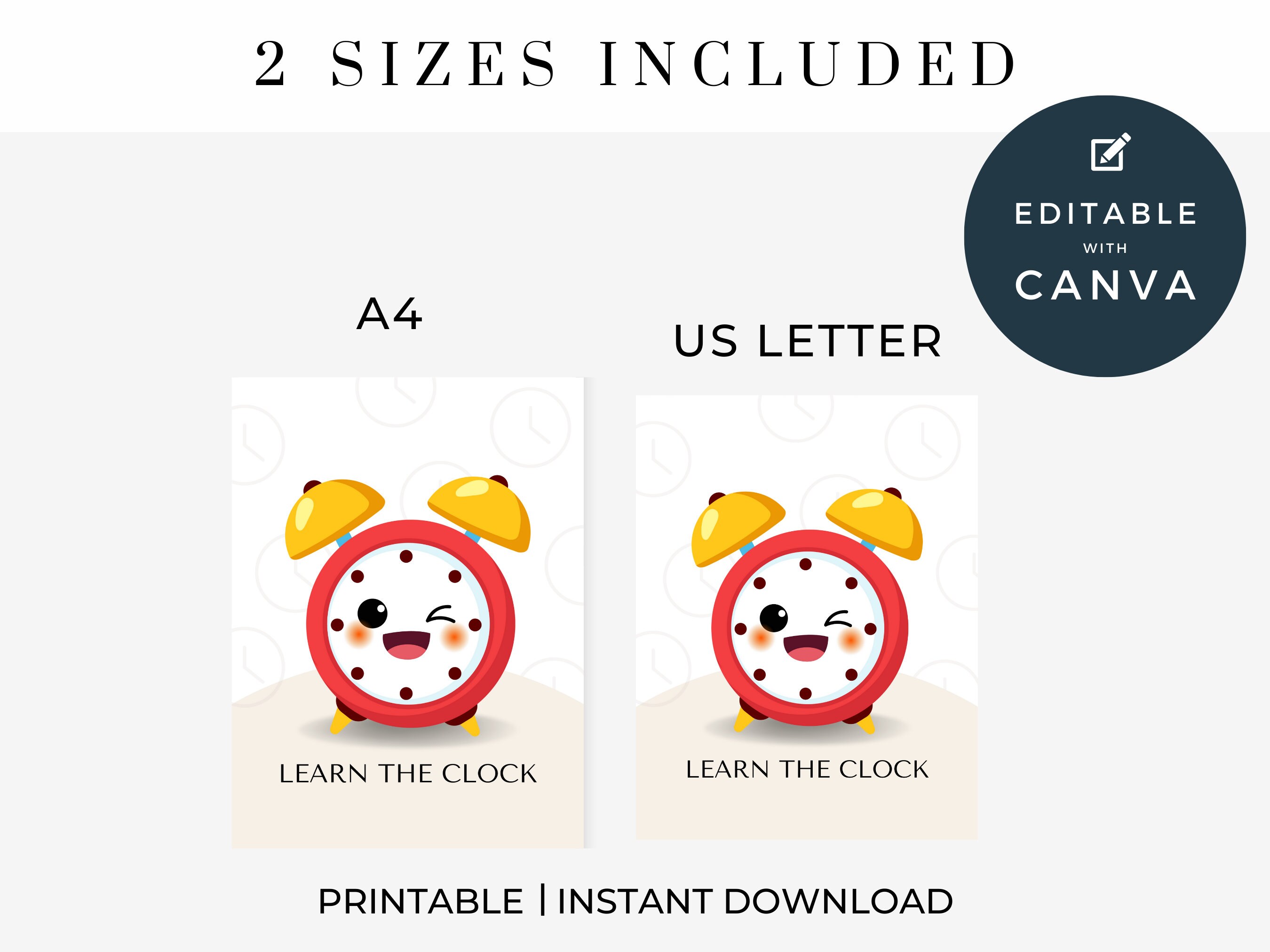 Learn the Clock Printable, Telling Time Activities, Clock Worksheets ...
