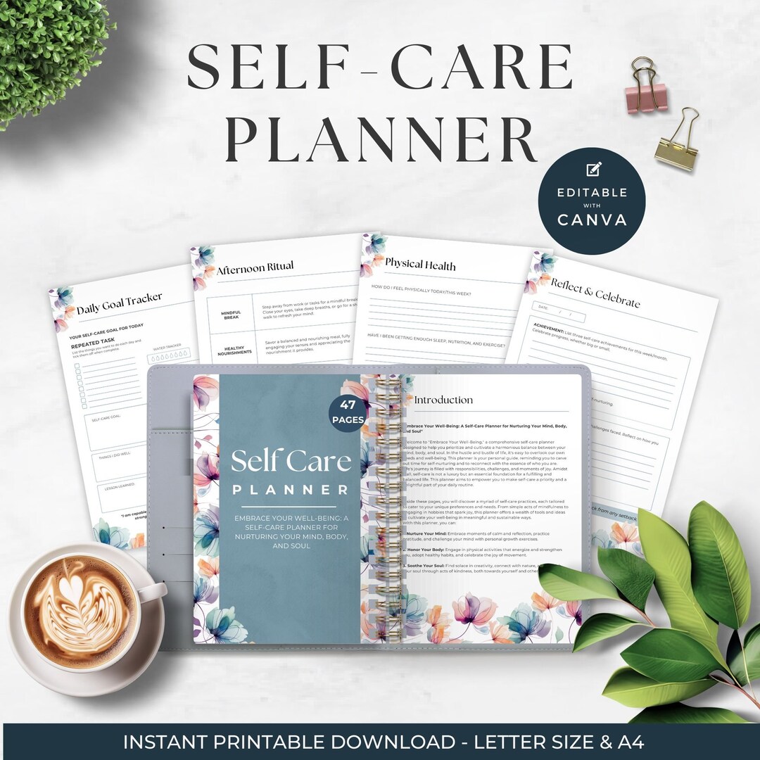 Self Care Workbook Template, Self Care Planner Canva Template, Holistic ...