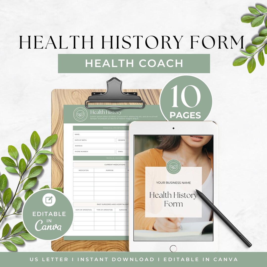 Health History Form, Editable New Patient Intake Template, Printable ...
